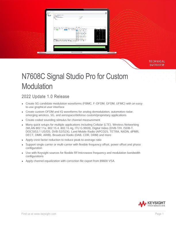 N7608C Signal Studio Pro for Custom Modulation PDF Asset Page | Keysight